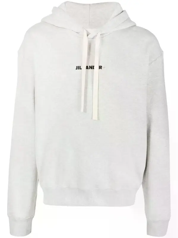 JIL SANDER Logo-print Cotton Hoodie - Grey