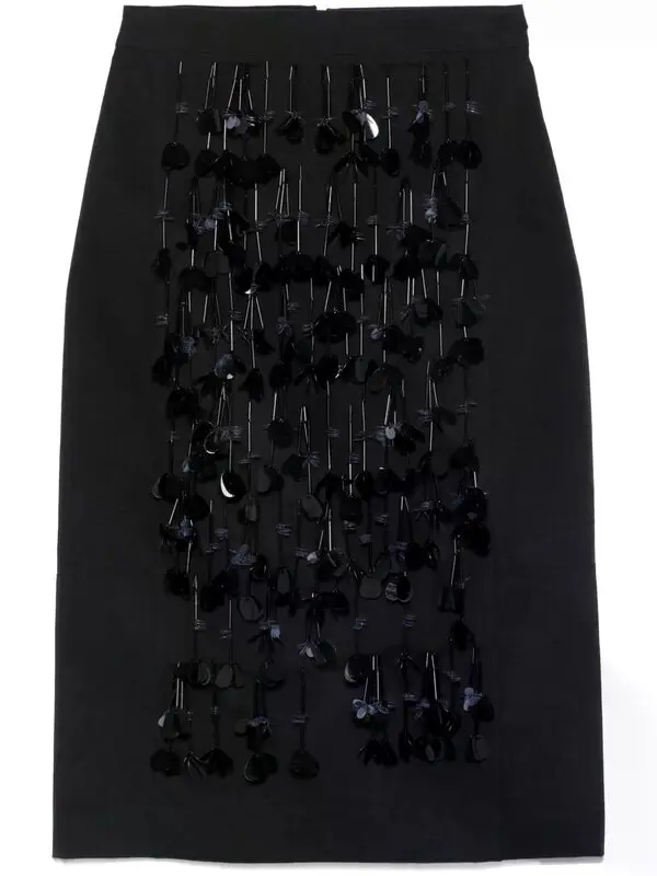 Plan C Sequin-detail Panama Midi Skirt - Black