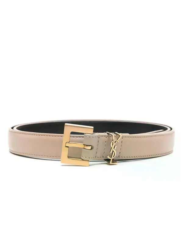 Saint Laurent Cassandre Slim Belt - Neutrals