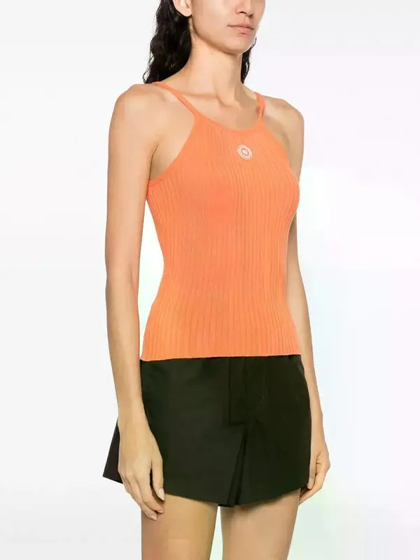 SPORTY & RICH Ribbed-knit Logo-patch Top
