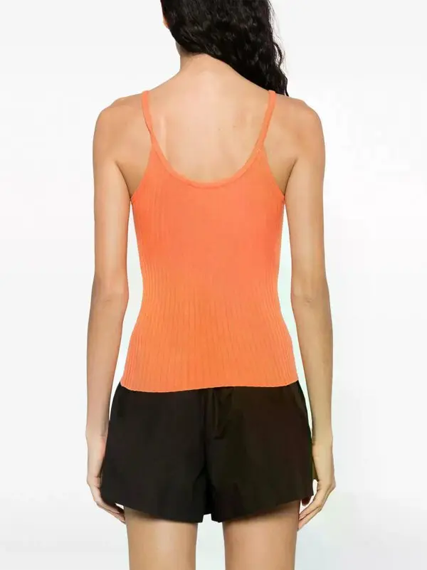 SPORTY & RICH Ribbed-knit Logo-patch Top