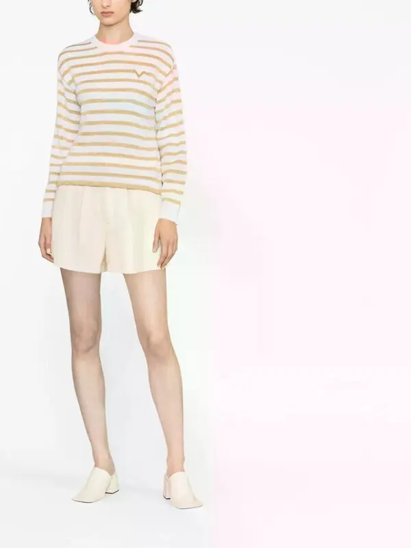 Valentino Garavani Striped Logo-plaque Jumper