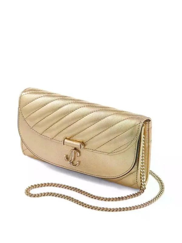 JIMMY CHOO Metallic Biker Leather Curve Clutch Bag - Gold