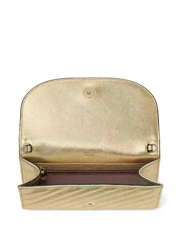 JIMMY CHOO Metallic Biker Leather Curve Clutch Bag - Gold