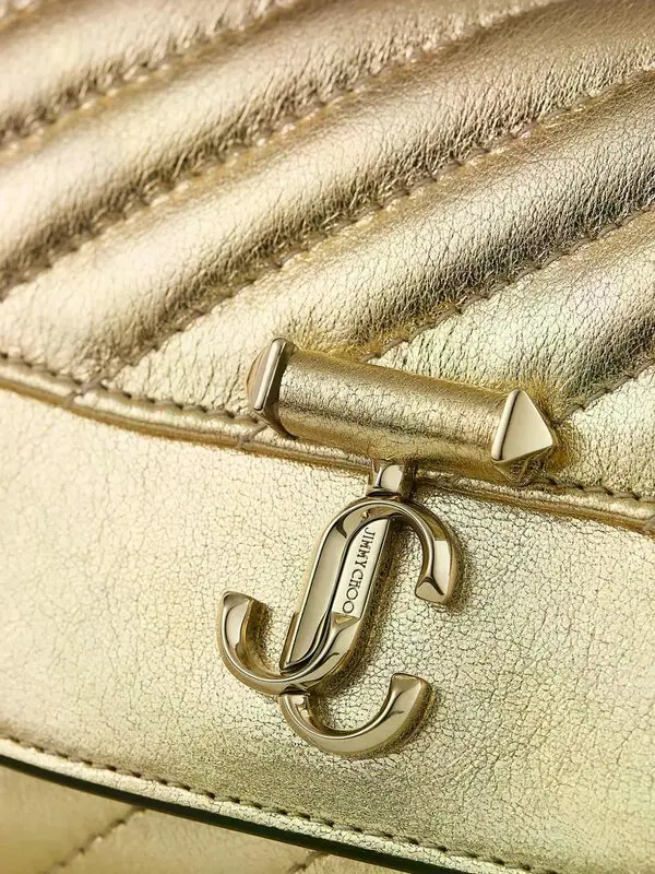 JIMMY CHOO Metallic Biker Leather Curve Clutch Bag - Gold