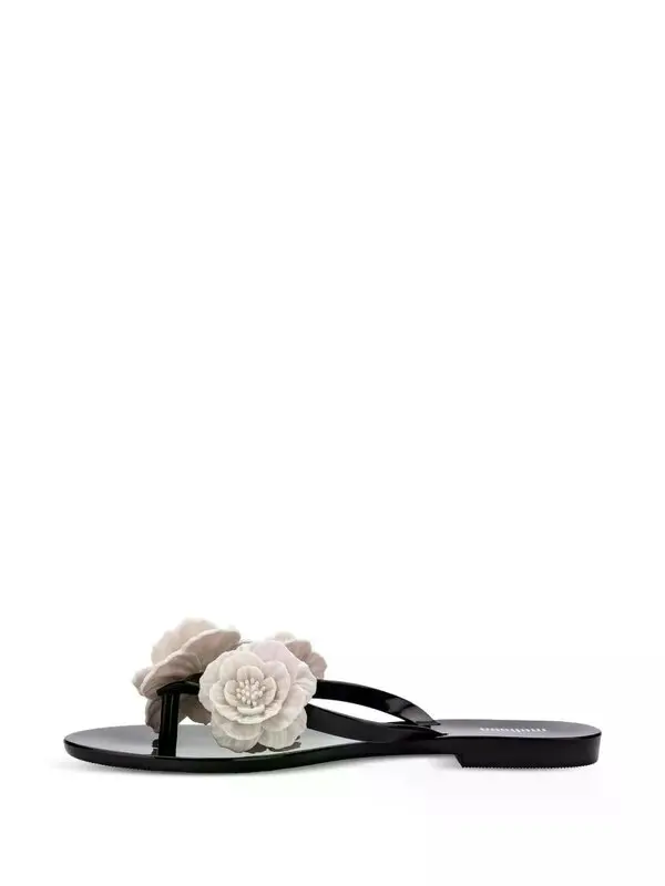 Melissa Harmonic Springtime Floral Flip Flops - Black