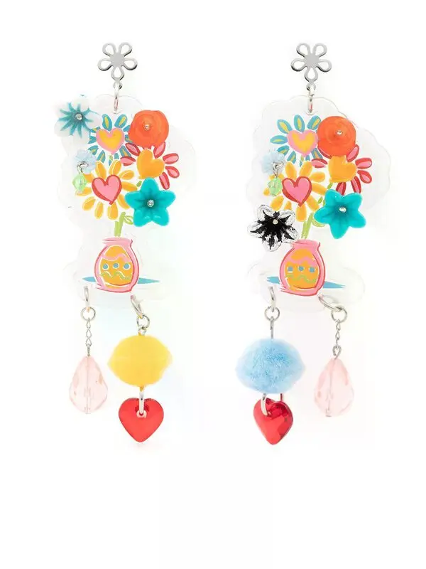 AMIR SLAMA Floral-appliqué Drop Earrings - Multicolour