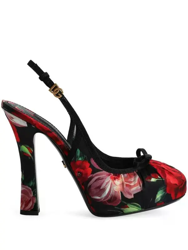 Dolce & Gabbana Floral-print Pumps - Black