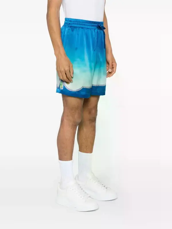 Casablanca Coquillage Coloré Silk Shorts - Blue