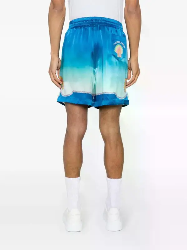 Casablanca Coquillage Coloré Silk Shorts - Blue