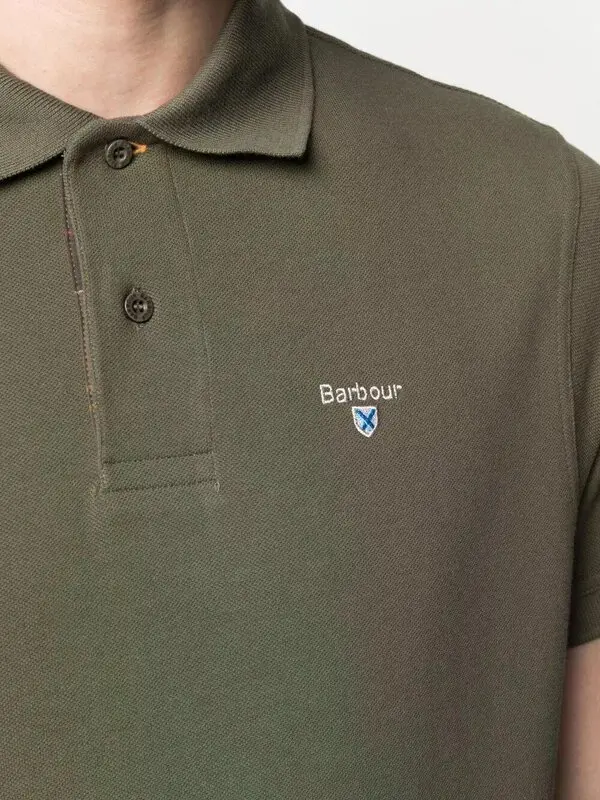 Barbour Tartan-trim Embroidered-logo Polo Shirt - Green