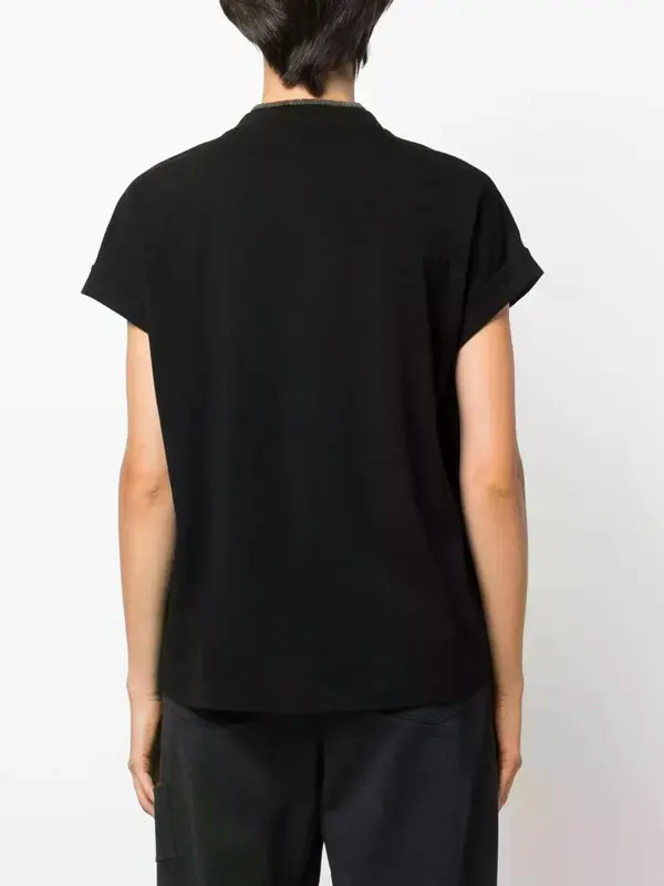 Brunello Cucinelli Monili-trim V-neck T-shirt - Black