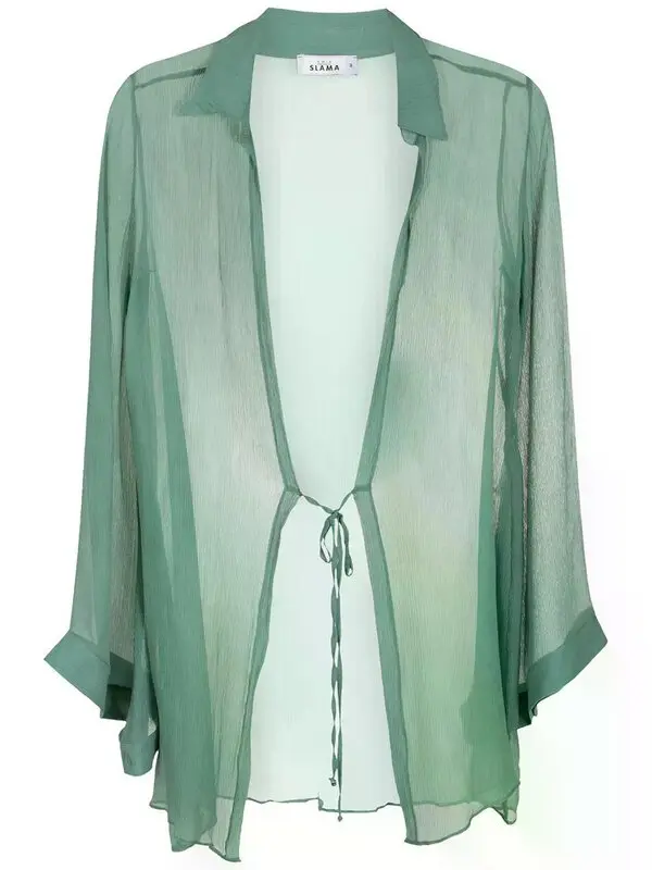 AMIR SLAMA Tie-front Silk Beach Cover-up - Green
