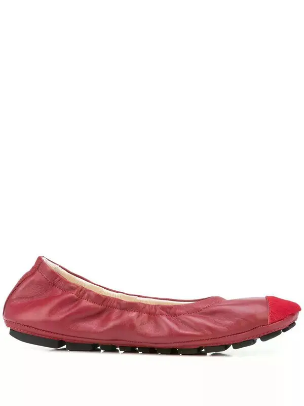 MADISON MAISON Contrast-toe Wrinkled Ballet Flats