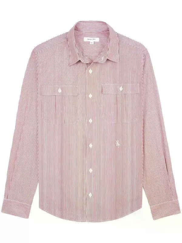 SPORTY & RICH Striped Cotton Shirt With Embroidered Logo