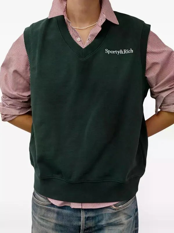 SPORTY & RICH Striped Cotton Shirt With Embroidered Logo