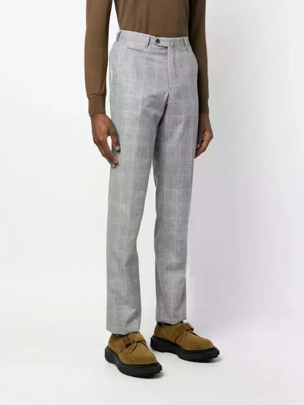 Corneliani Grid-pattern Straight-leg Trousers