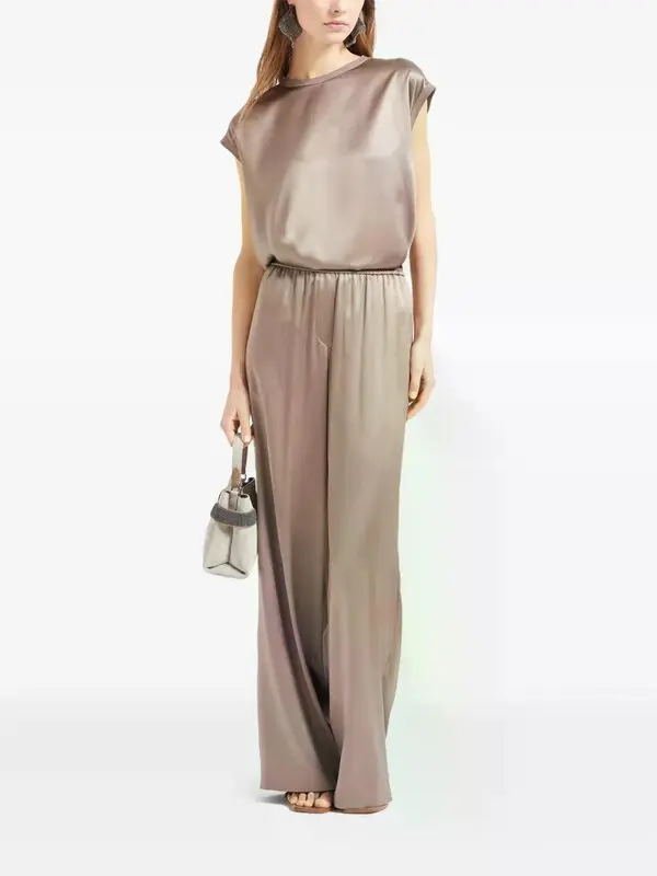 Brunello Cucinelli Monili-embellished Satin T-shirt