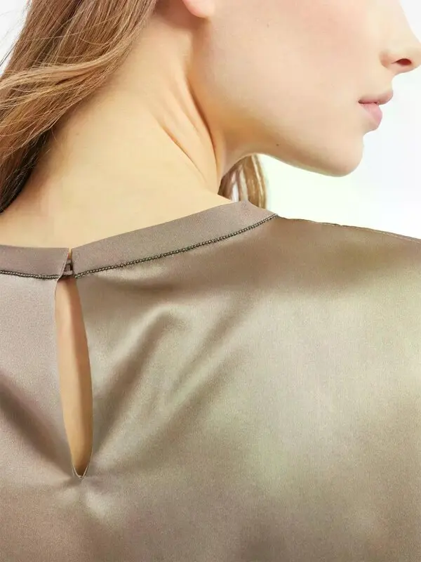 Brunello Cucinelli Monili-embellished Satin T-shirt