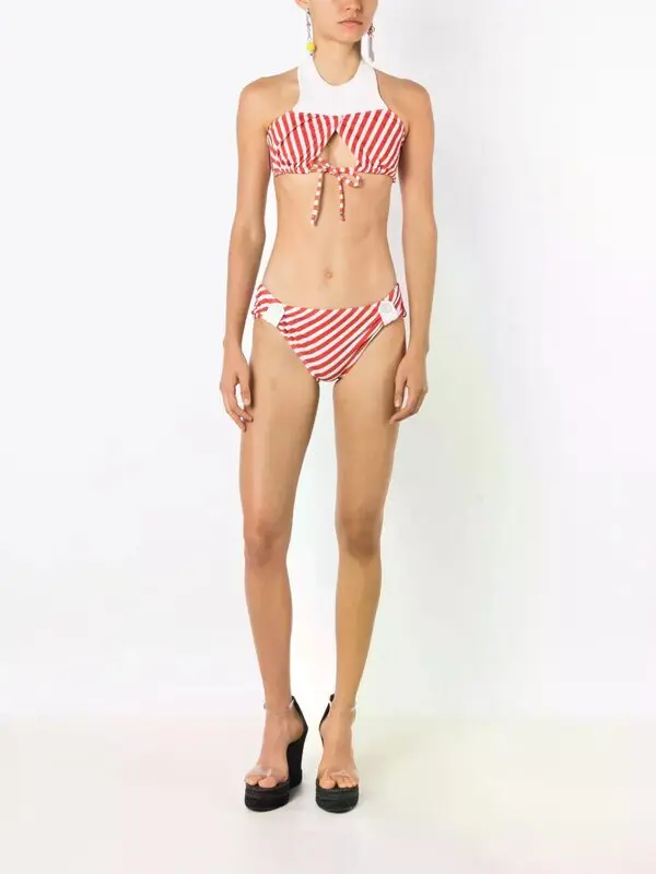 AMIR SLAMA Striped Cut-out Halterneck Bikini