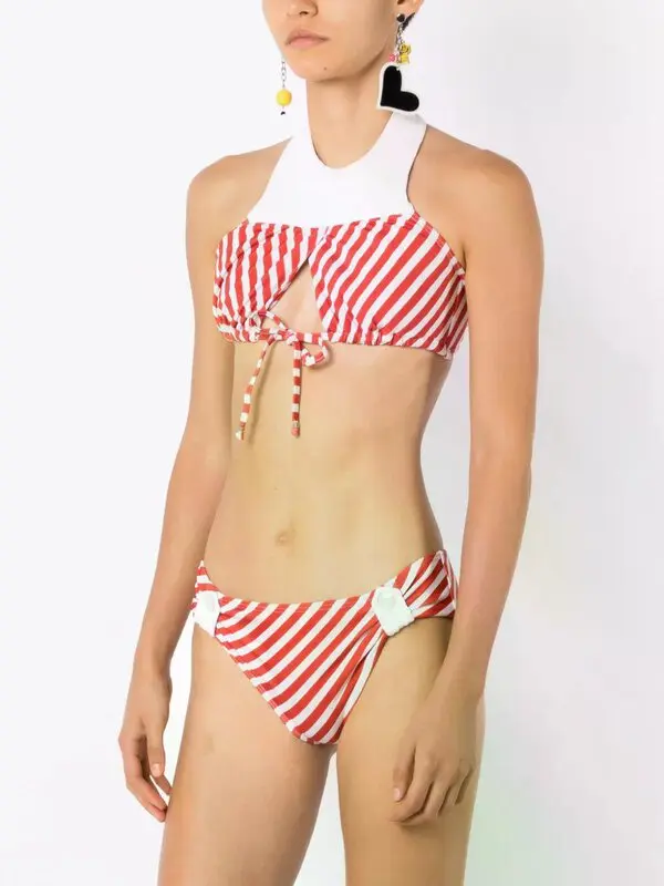 AMIR SLAMA Striped Cut-out Halterneck Bikini