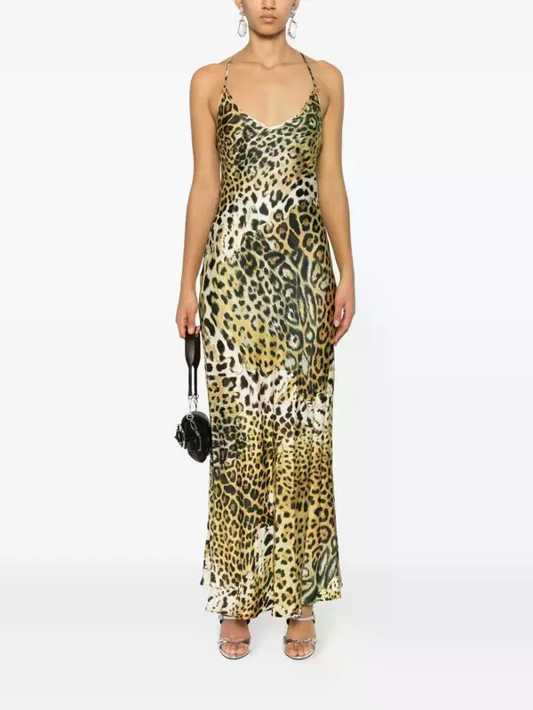 Roberto Cavalli Leopard Print Silk Dress