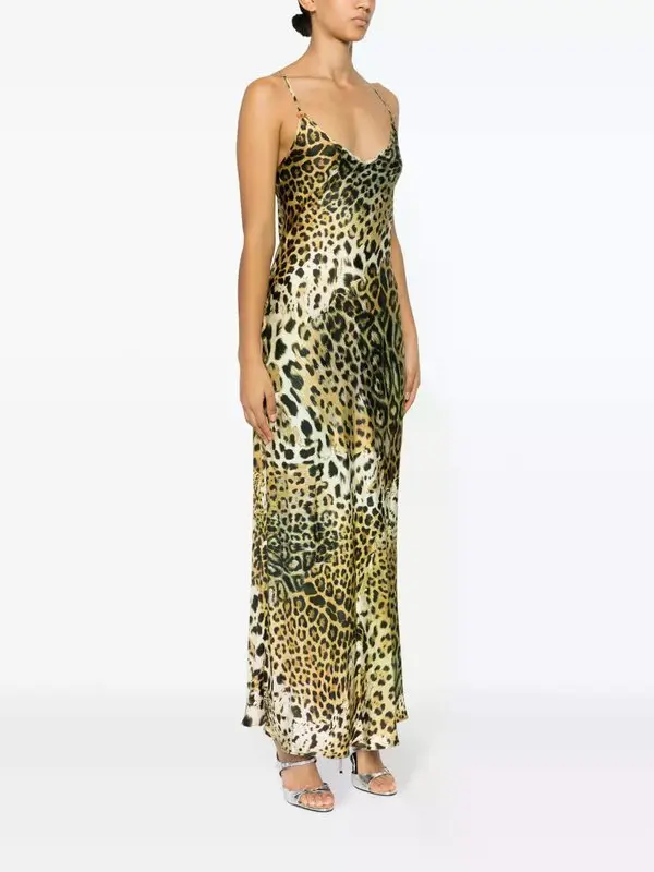 Roberto Cavalli Leopard Print Silk Dress
