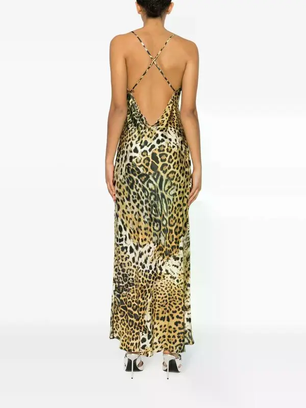 Roberto Cavalli Leopard Print Silk Dress