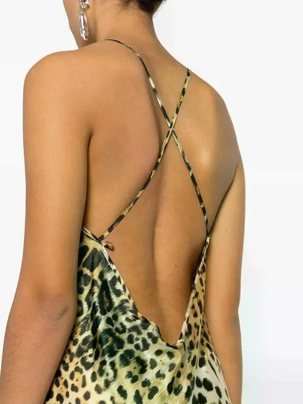 Roberto Cavalli Leopard Print Silk Dress