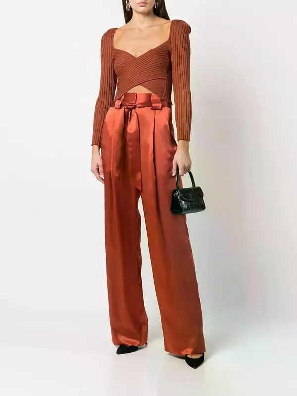 Michelle Mason High-waisted Pleated Silk Trousers