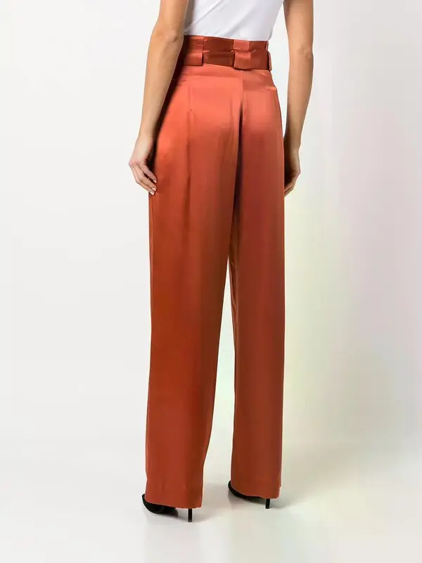 Michelle Mason High-waisted Pleated Silk Trousers
