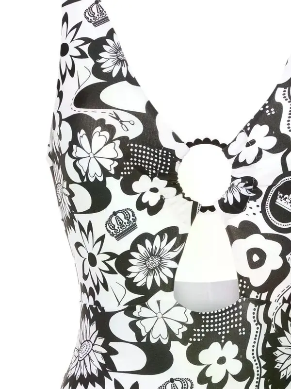 AMIR SLAMA Floral-print Cut-out One-piece Swimsuit