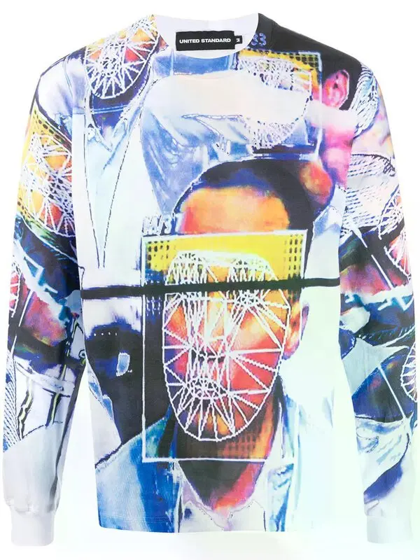 UNITED STANDARD Face Print Long Sleeve T-shirt - White