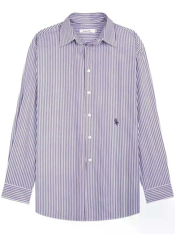 Sporty & Rich Logo-embroidered Striped Shirt
