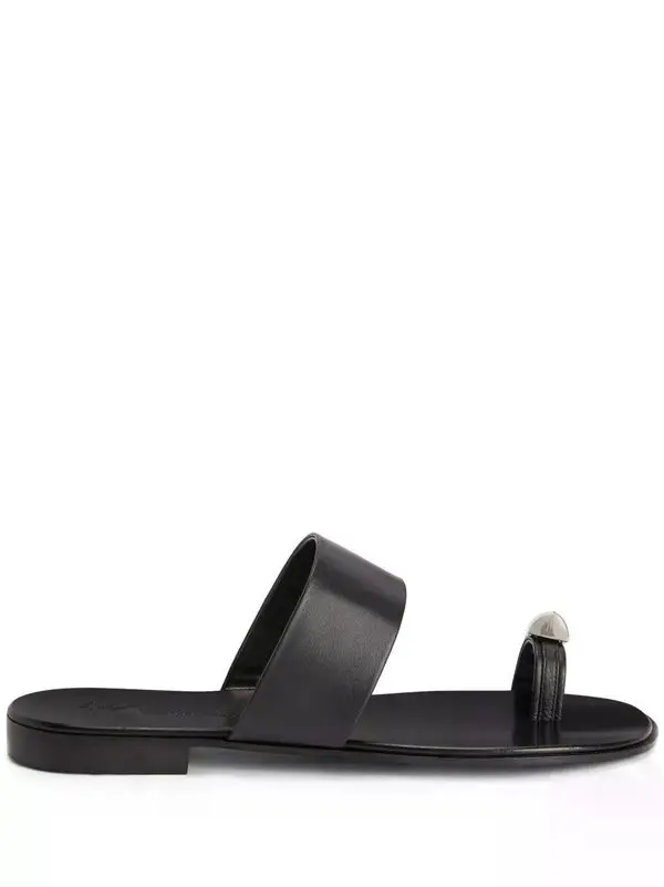 GIUSEPPE ZANOTTI Norbert Leather Toe-loop Sandals - Black