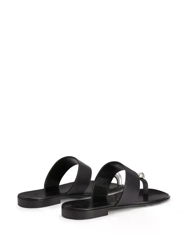 GIUSEPPE ZANOTTI Norbert Leather Toe-loop Sandals - Black