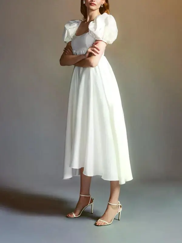 Azeeza Rory Silk Midi Dress - White