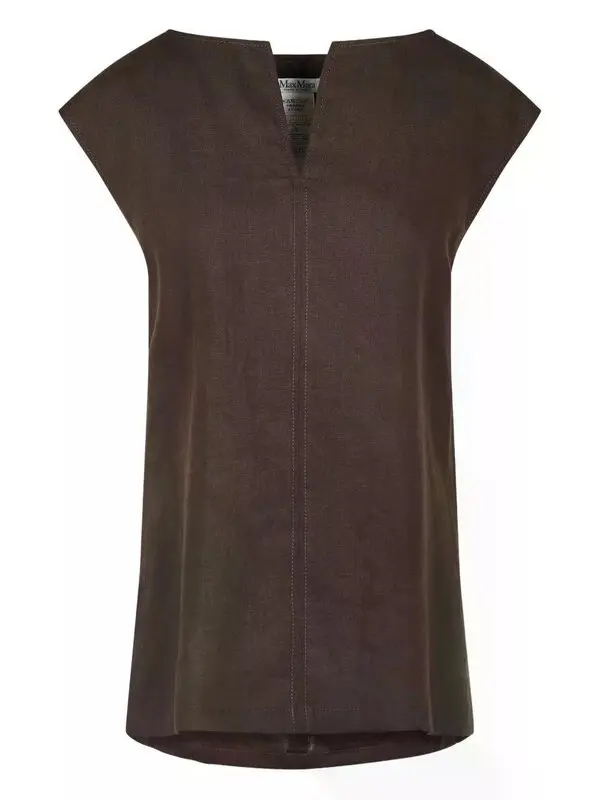 Max Mara Cap-sleeve Linen Top - Brown