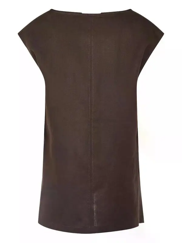 Max Mara Cap-sleeve Linen Top - Brown