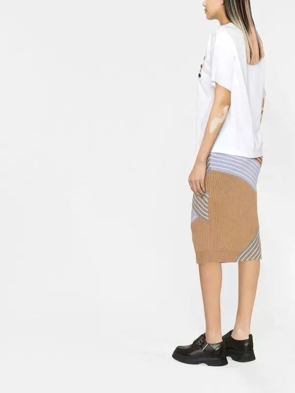 Stella McCartney 3d Stripes Wool Midi Skirt