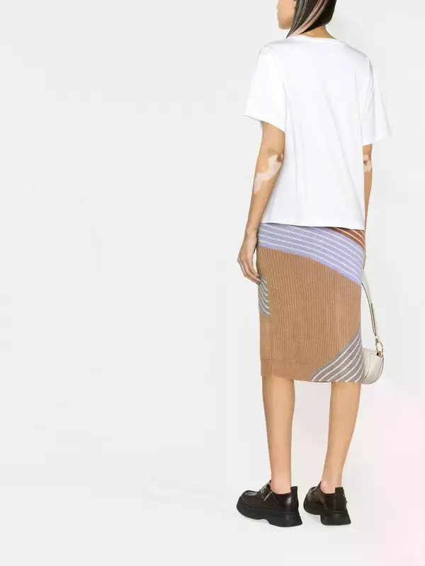 Stella McCartney 3d Stripes Wool Midi Skirt