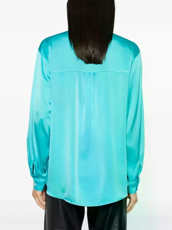 FORTE_FORTE Band-collar Satin Shirt