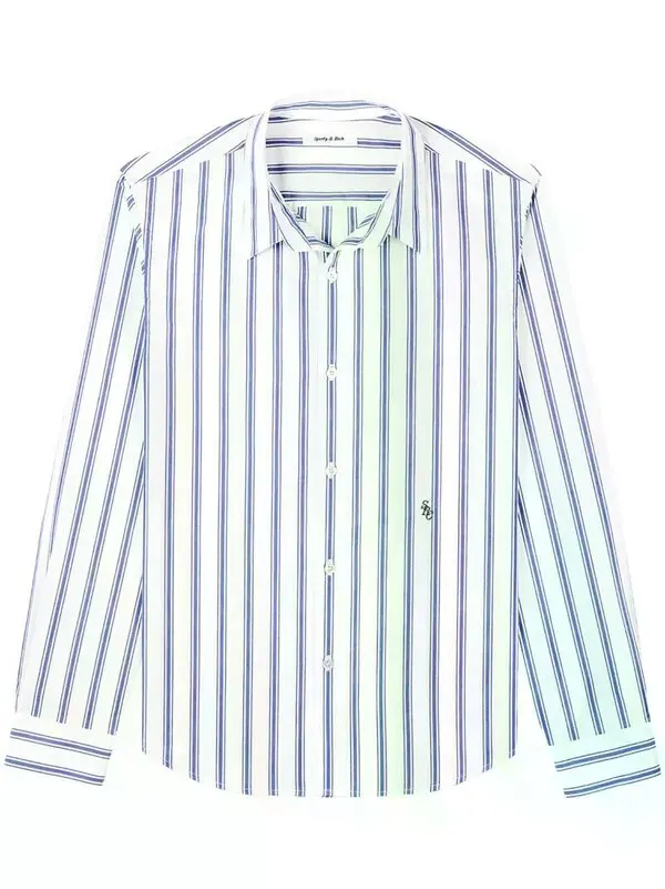 SPORTY & RICH Striped Logo Embroidered Shirt