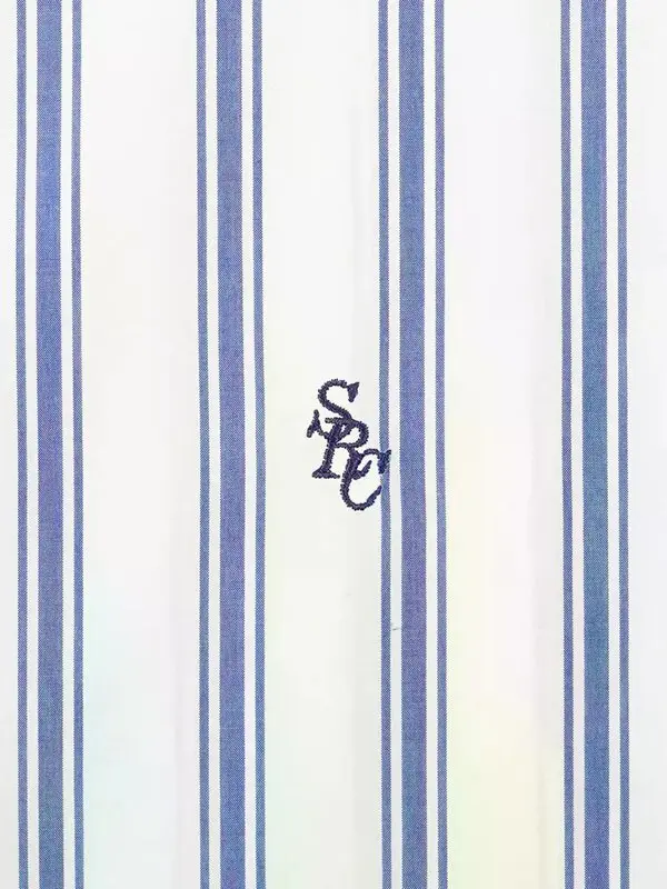 SPORTY & RICH Striped Logo Embroidered Shirt