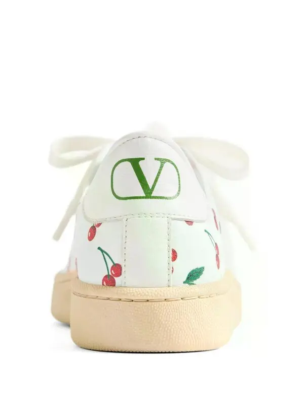 Valentino Garavani Royco Sneakers In Nappa Calfskin With Cherryfic Pattern - White