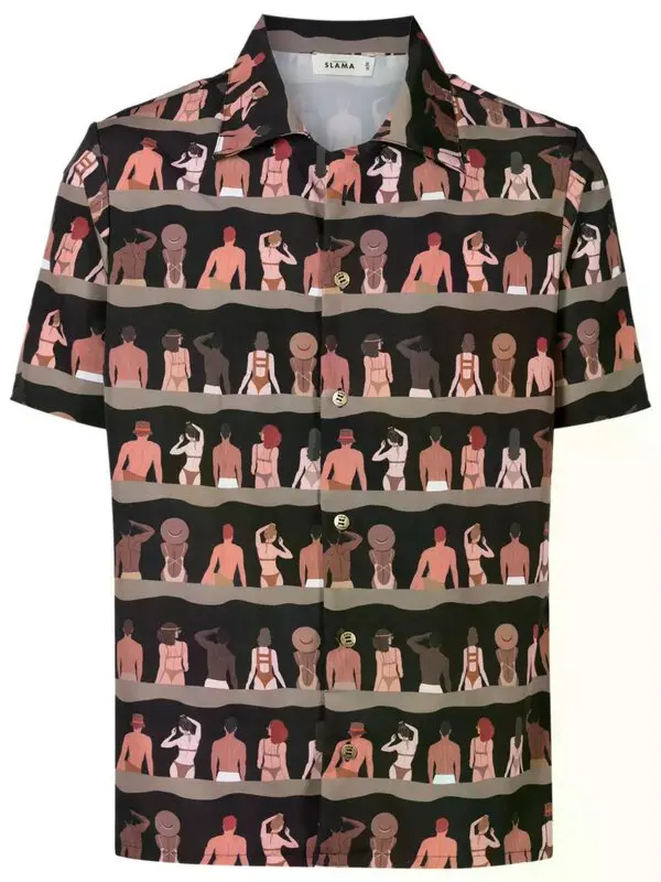 AMIR SLAMA Graphic-print Shirt - Black
