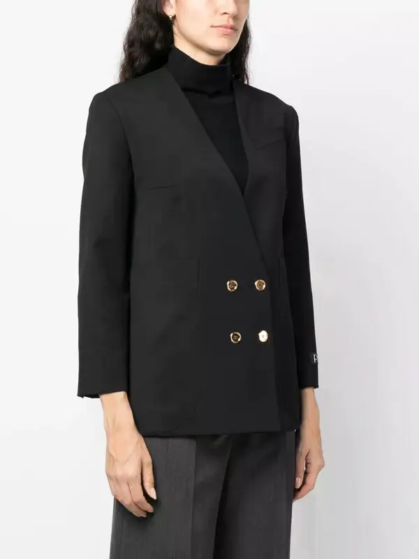 PATOU Collarless Double-breasted Blazer