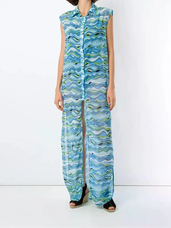 AMIR SLAMA Wave-print Maxi Kaftan