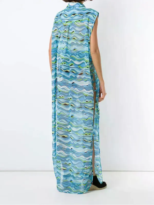 AMIR SLAMA Wave-print Maxi Kaftan