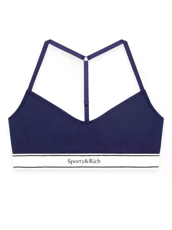 SPORTY & RICH Serif-logo Sports Bralette - Blue